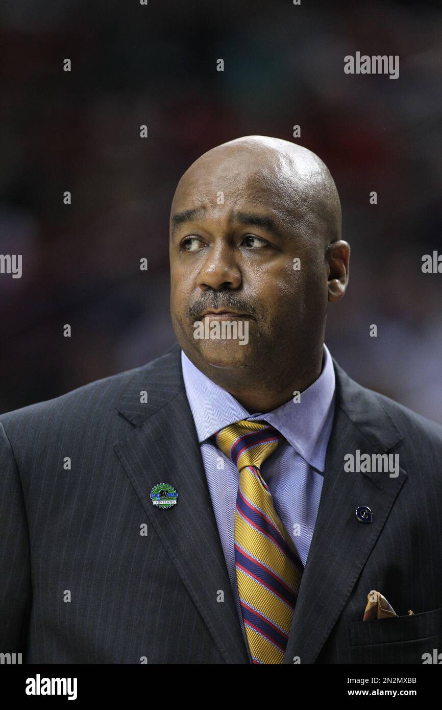 Georgetown coach John Thompson III is shown during the first half of an ...