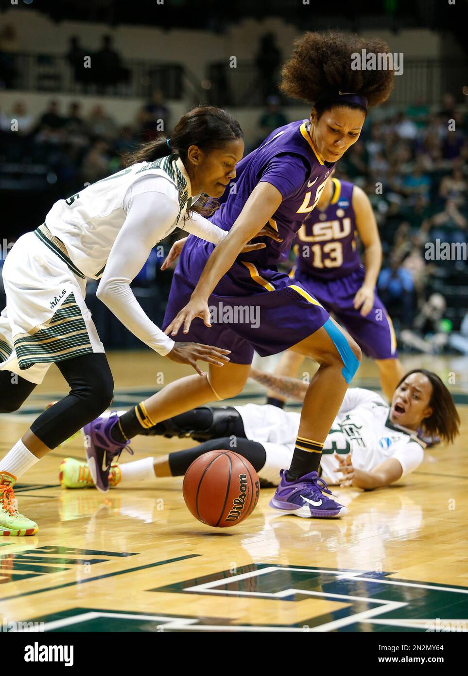 South Florida Bulls guard Courtney Williams (10) and LSU Tigers forward ...