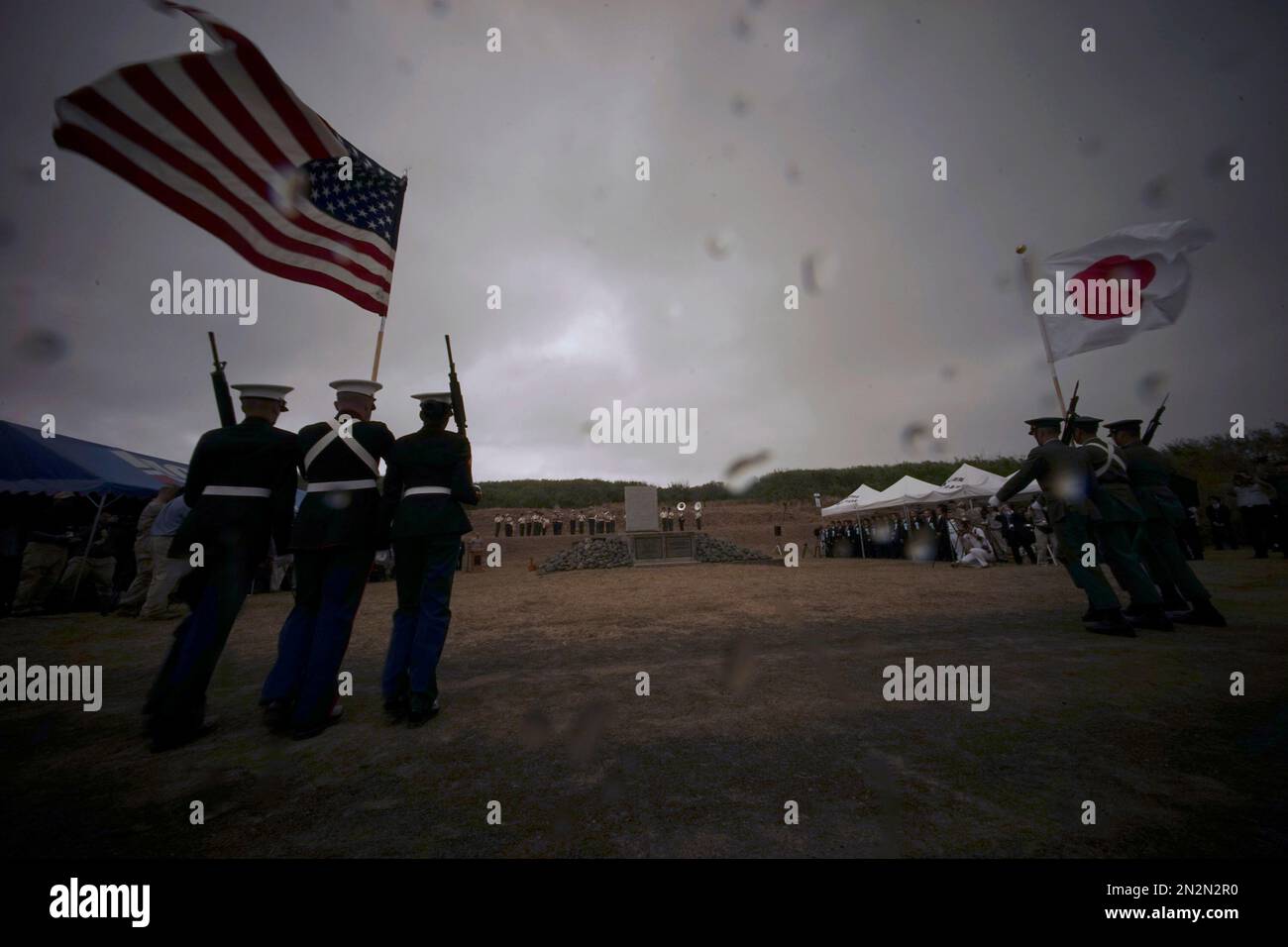 The color guard of the United States Marines and Japan Self Defense ...