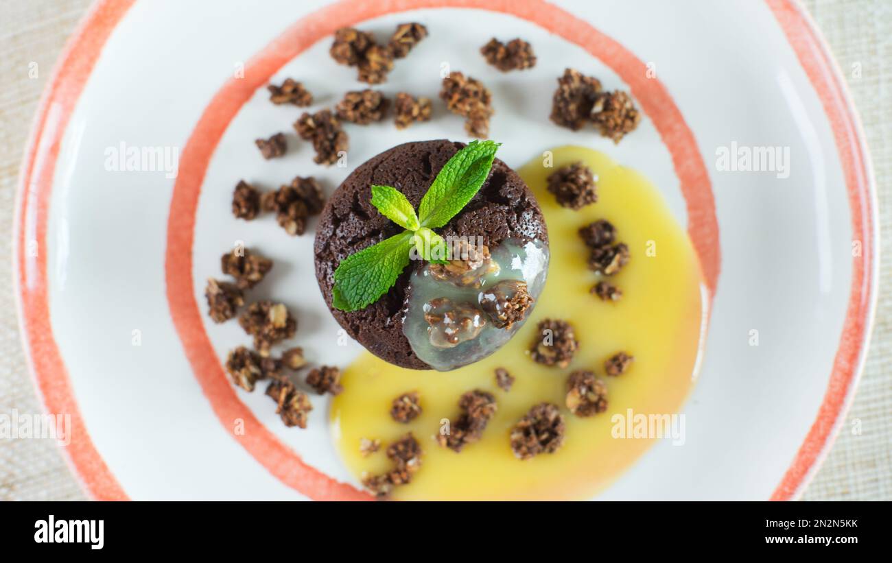 Coulant. Molten chocolate cake is a popular dessert that combines the ...