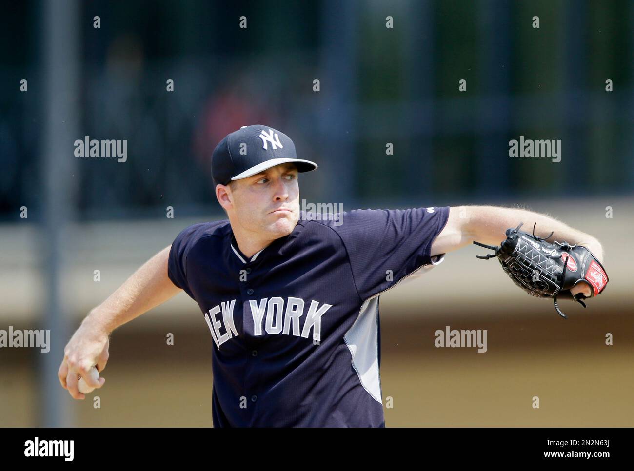New York Yankees pitcher Chase Whitley throws during the seventh inning ...