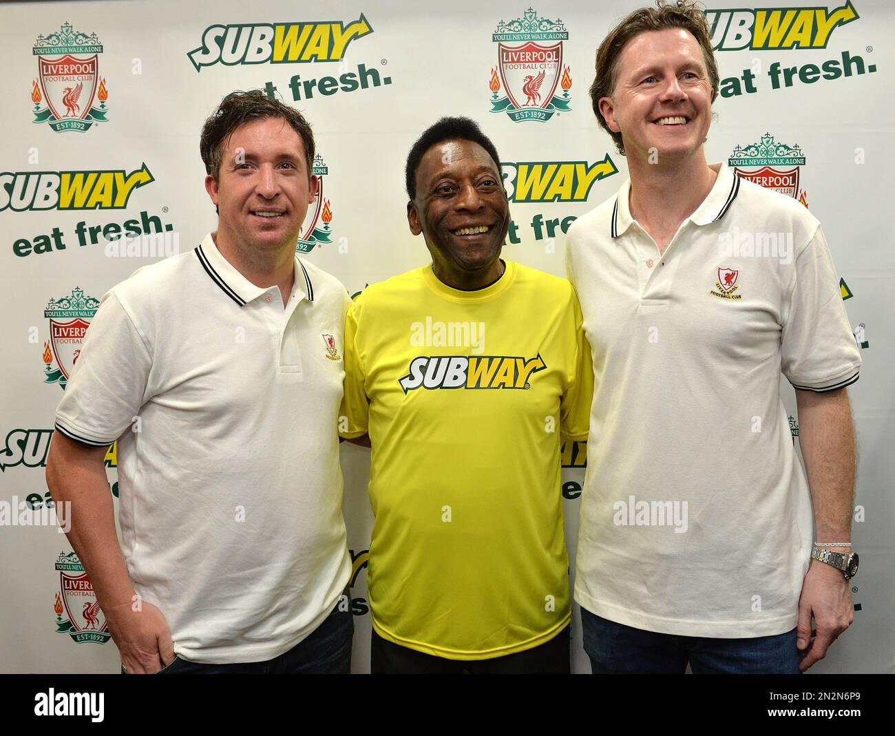 IMAGE DISTRIBUTED FOR SUBWAY - SUBWAY Global Ambassador Pelé, center ...
