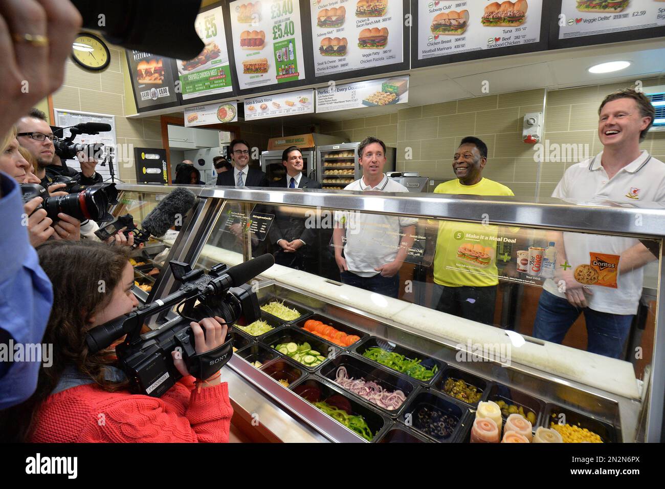 IMAGE DISTRIBUTED FOR SUBWAY - SUBWAY Global Ambassador Pelé, center ...