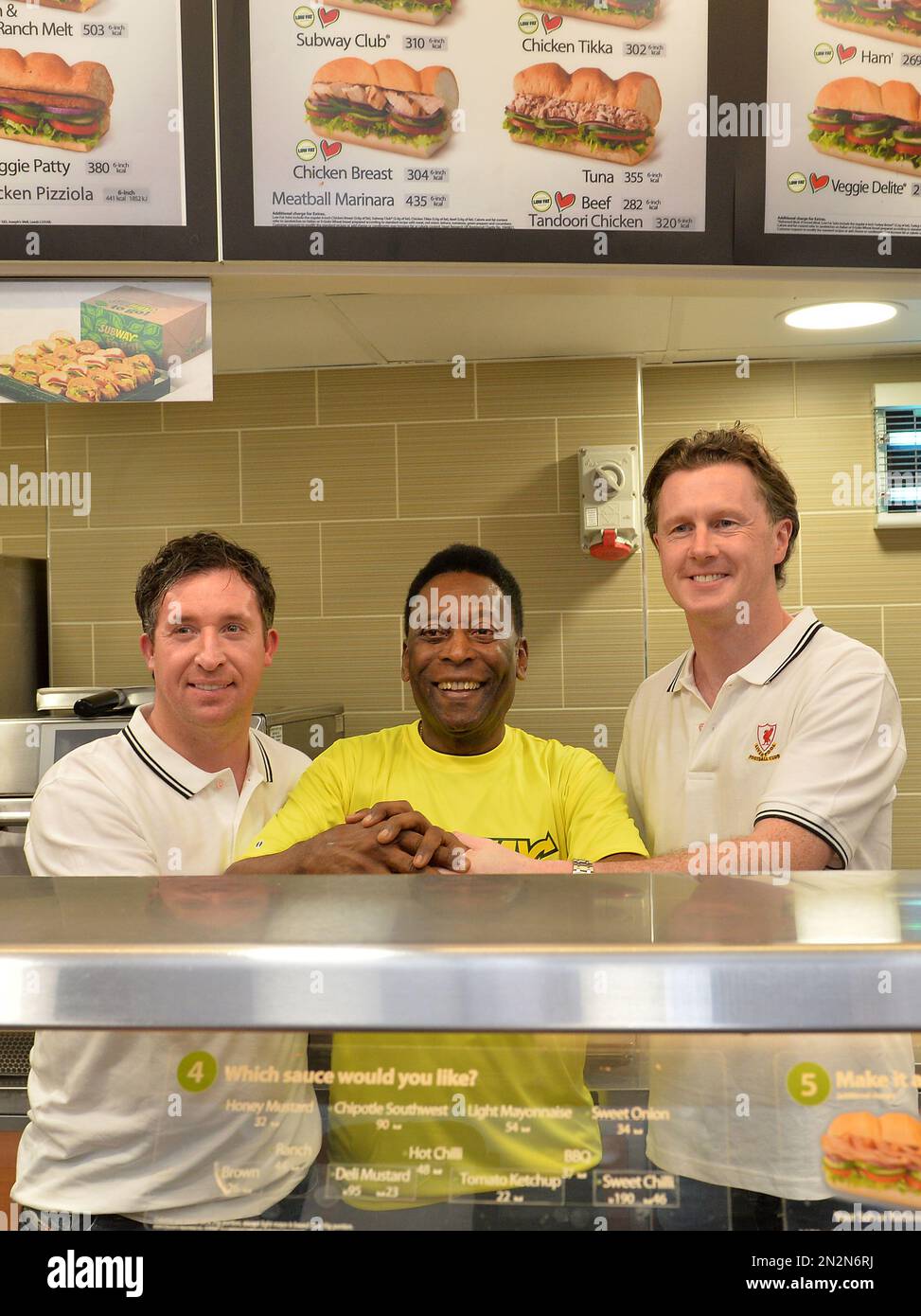 IMAGE DISTRIBUTED FOR SUBWAY - SUBWAY Global Ambassador Pelé, center ...