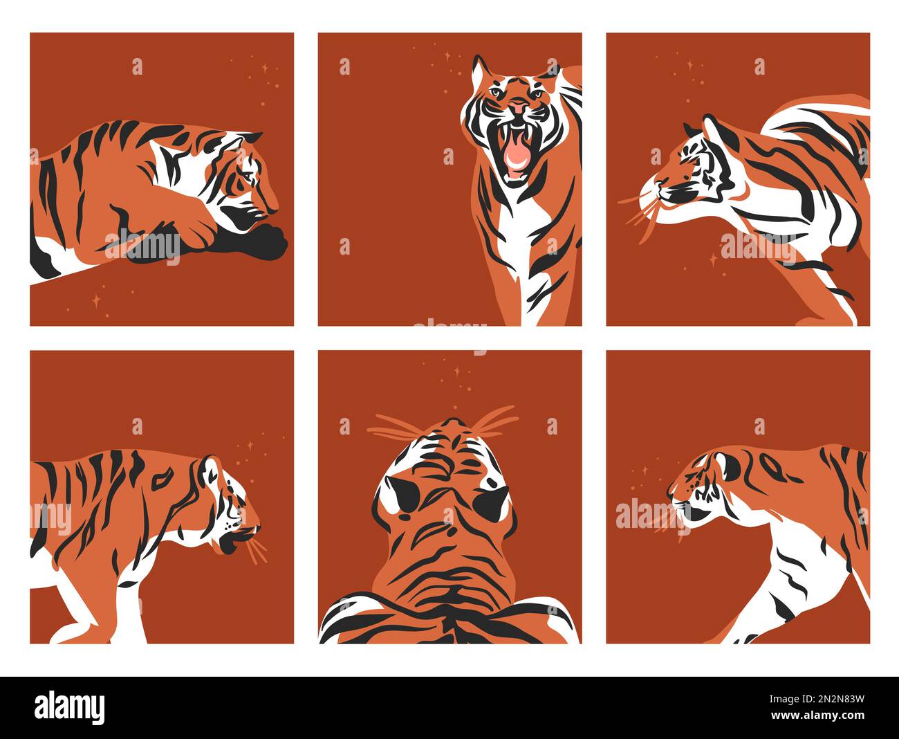 Hand drawn vector abstract graphic cartoon illustrations cards set template with beauty cute ...