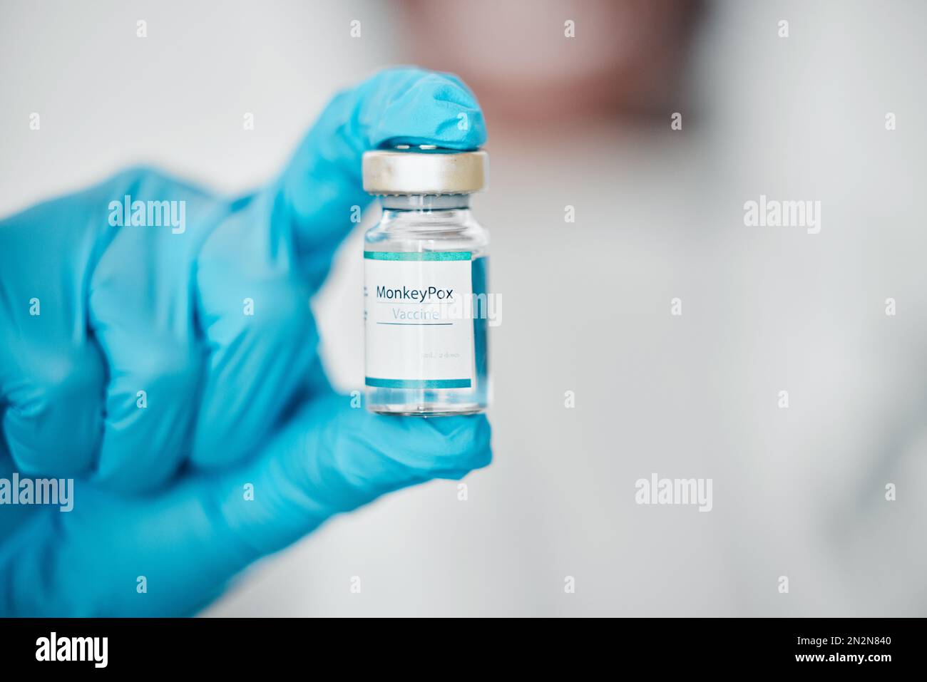 Healthcare, monkeypox virus and doctor with a vaccine for health ...