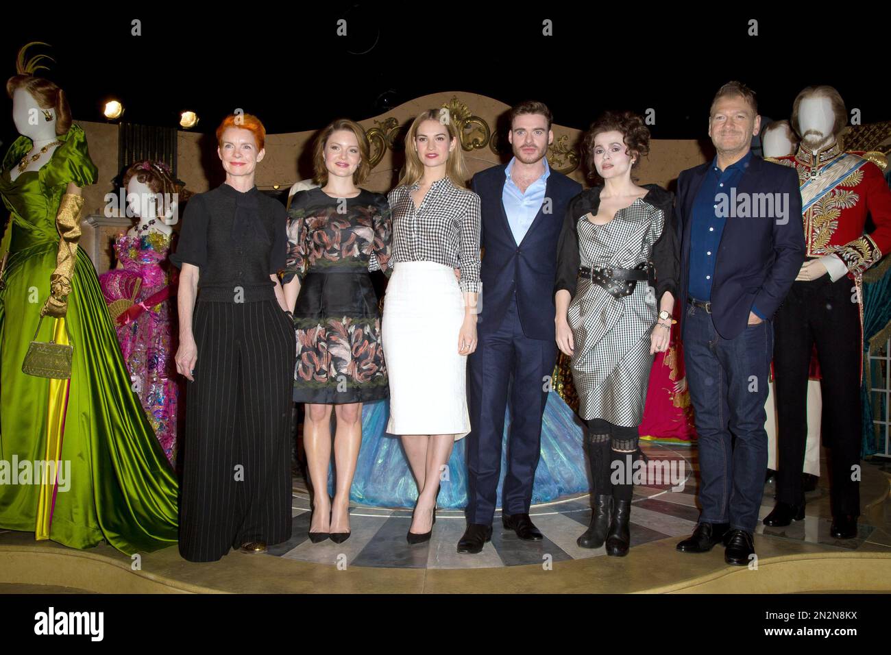 From left, designer Pam Hogg, actors Holliday Grainger, Lily James ...