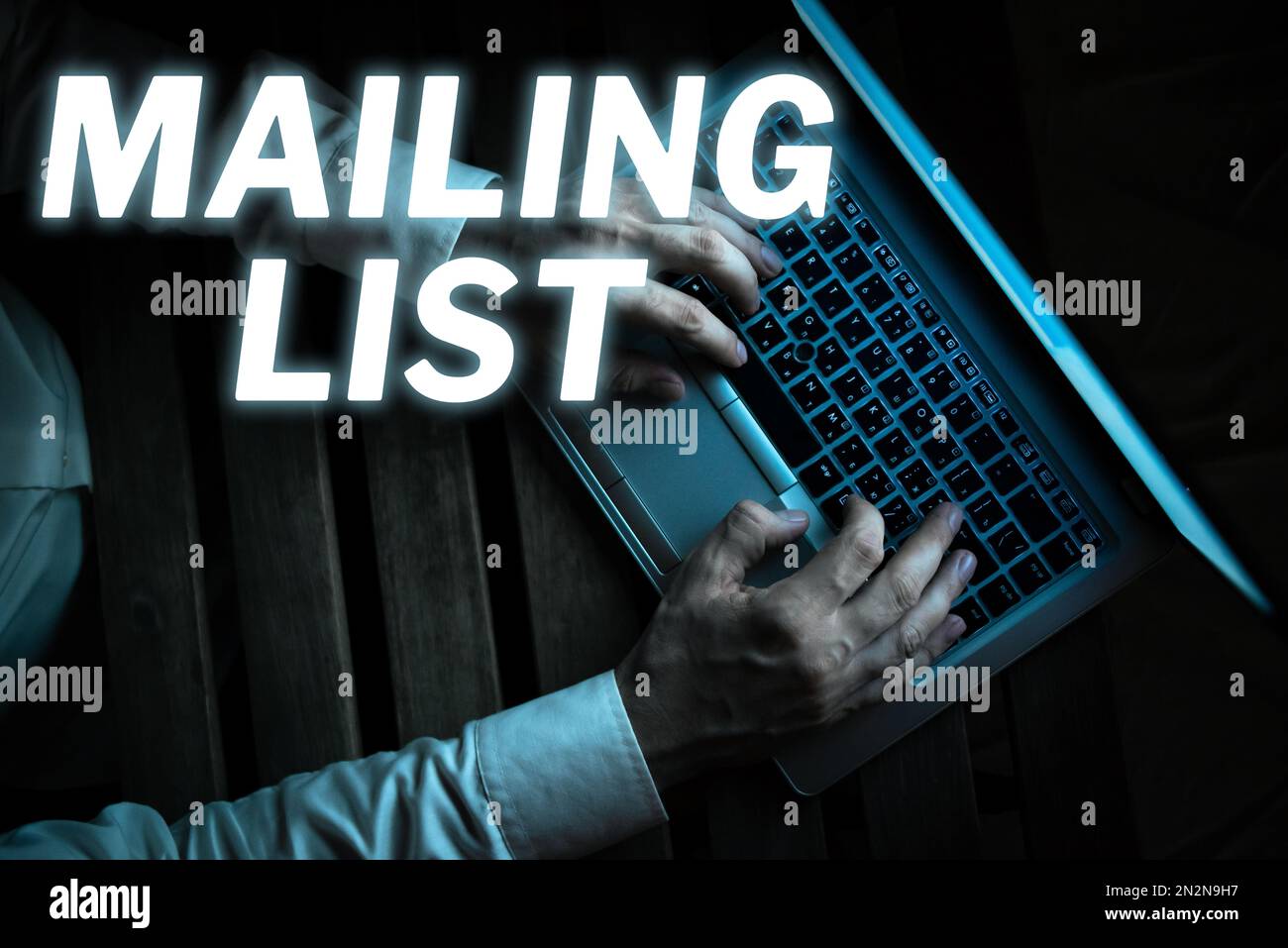 Conceptual display Mailing List. Conceptual photo list of people who ...