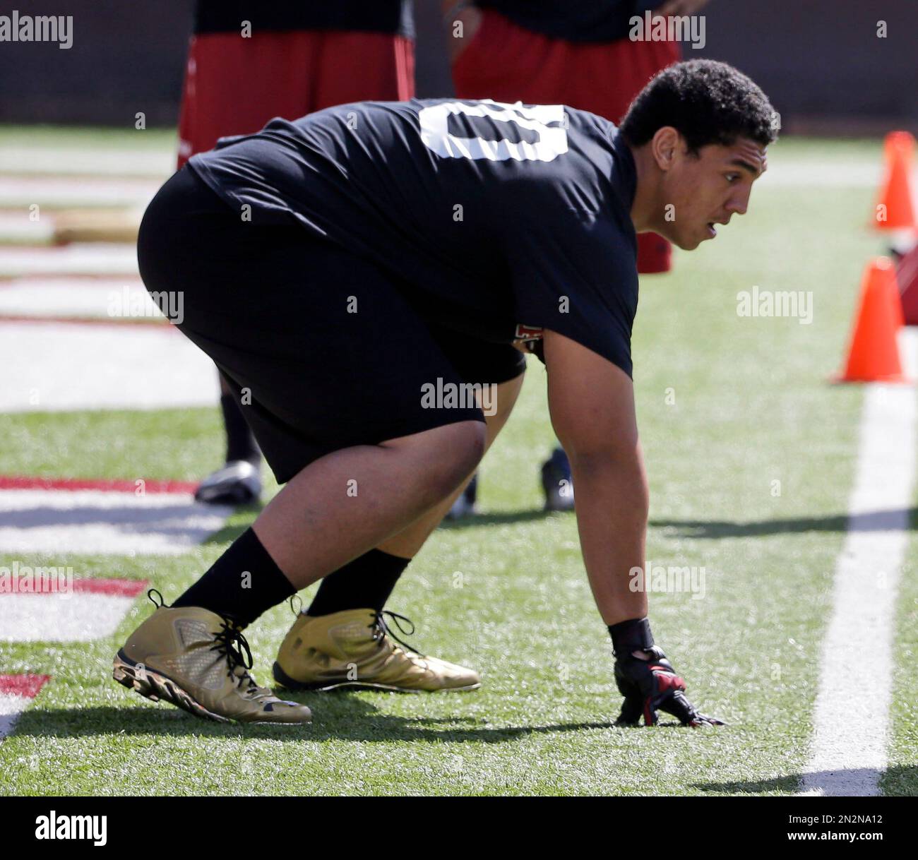 Offensive lineman Andrus Peat during Stanford NFL football pro day on ...