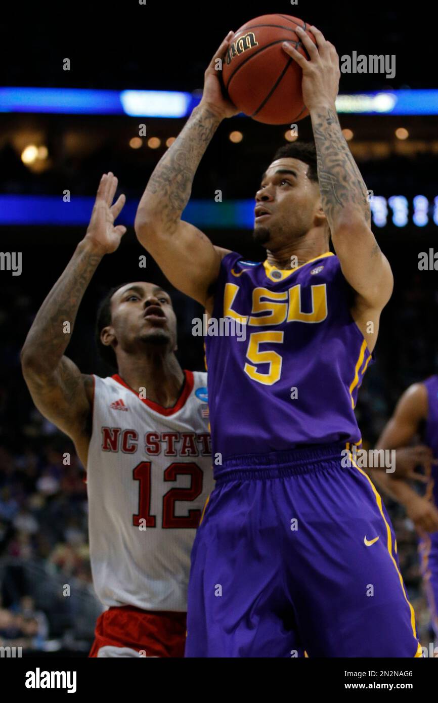 LSU's Josh Gray (5) plays against North Carolina State's Anthony Barber ...