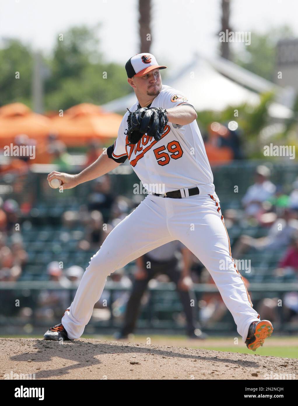 Baltimore Orioles relief pitcher Mike Wright throws during a spring ...