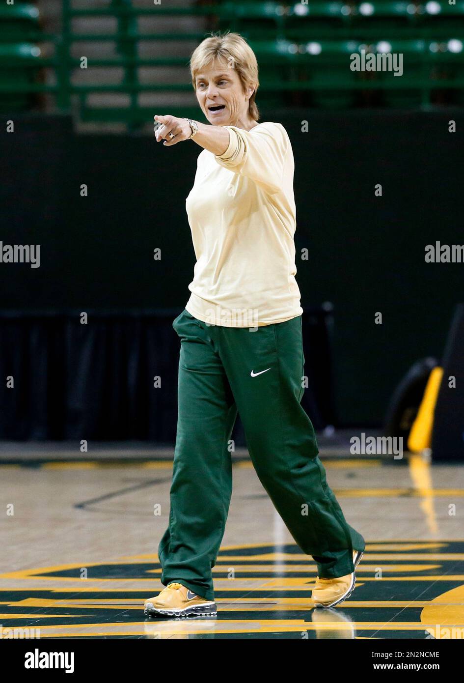 Baylor head coach Kim Mulkey instructs her team during a practice for ...
