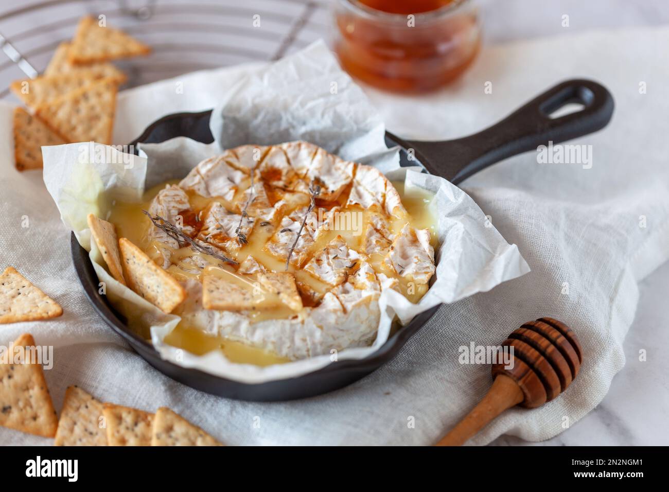camembert soft french cheese cooked in the oven with honey and thyme ...
