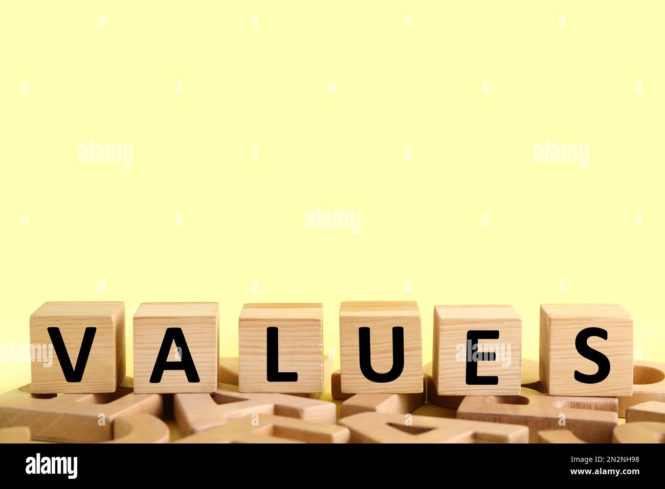 Cubes with word VALUES on wooden letters Stock Photo - Alamy