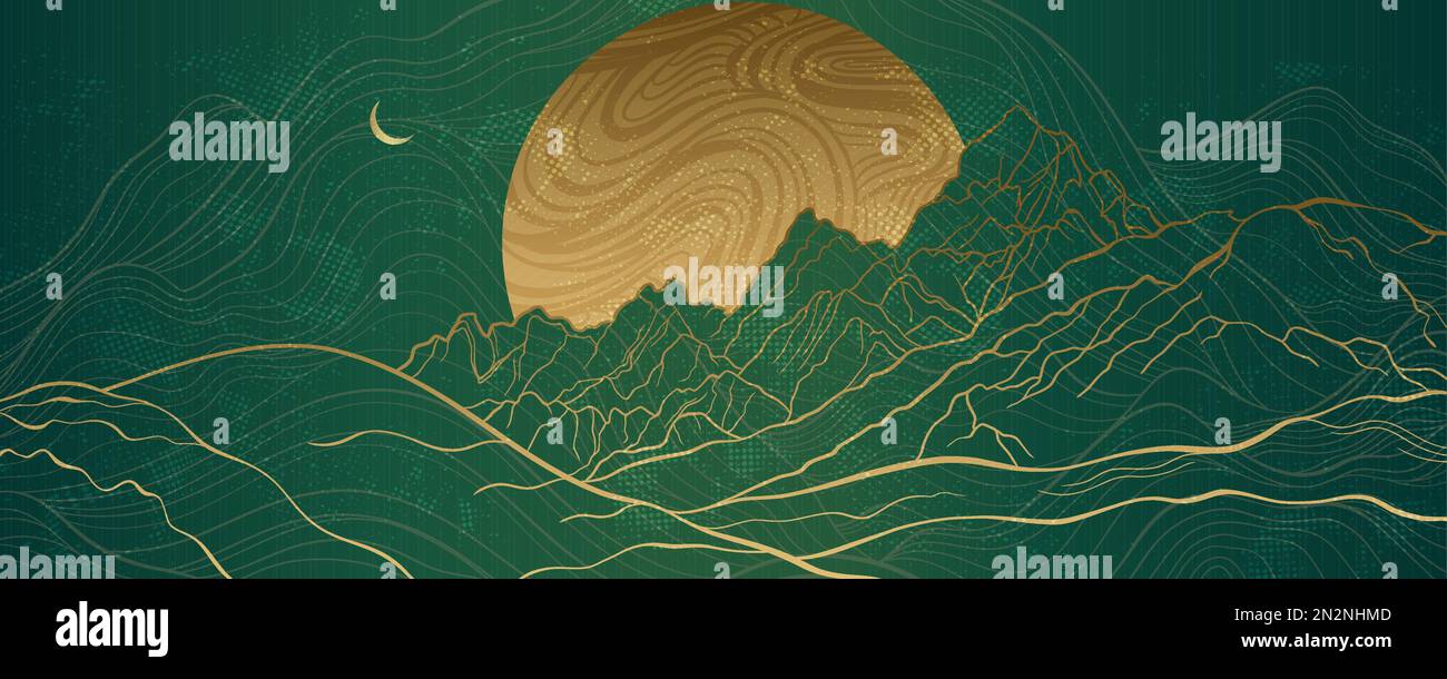 Big Moon and Mountains in cosmic a linear layout for the background ...