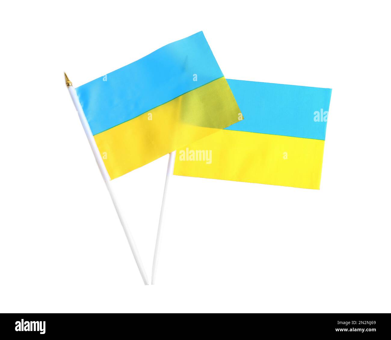 National flags of Ukraine isolated on white, top view Stock Photo - Alamy