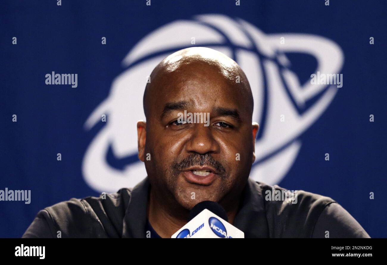 Georgetown coach John Thompson III speaks before practice for an NCAA ...