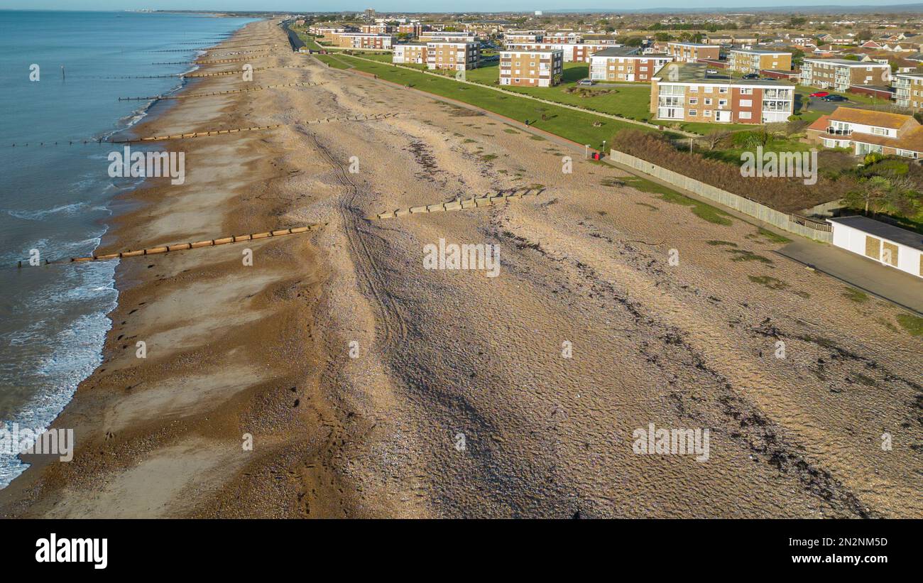 aerial view of rustington beach on the sussex coast Stock Photo - Alamy