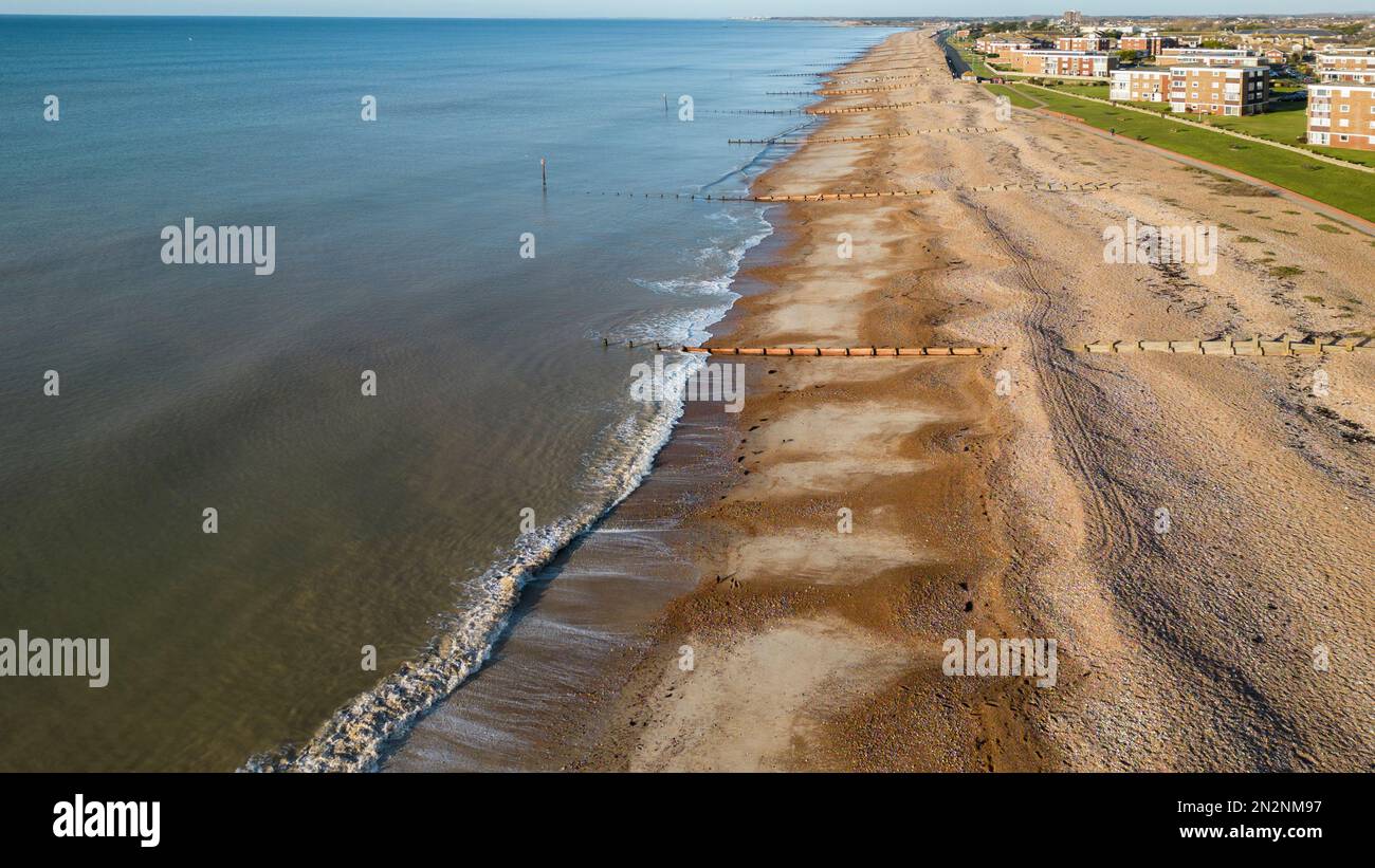 aerial view of rustington beach on the sussex coast Stock Photo - Alamy