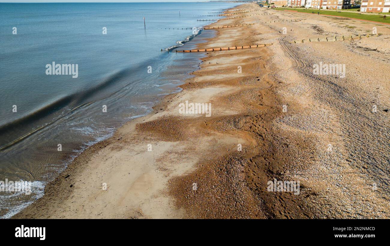 aerial view of rustington beach on the sussex coast Stock Photo - Alamy