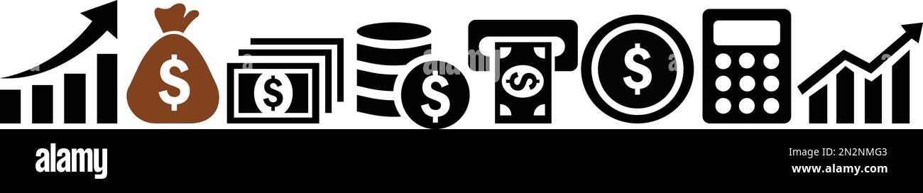 Set of Finance icons. Business Icons, money signs. Money silhouette ...
