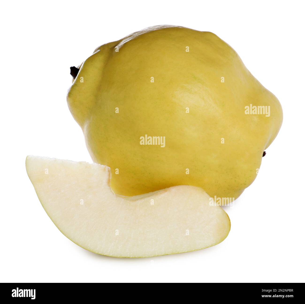 Whole and cut delicious quinces on white background Stock Photo - Alamy