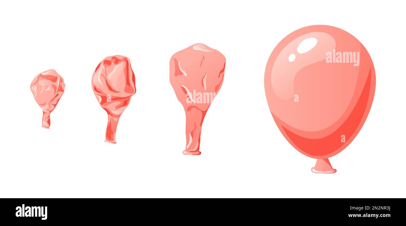 Cartoon inflatable balloon of various shapes and colors. Empty rubber ...