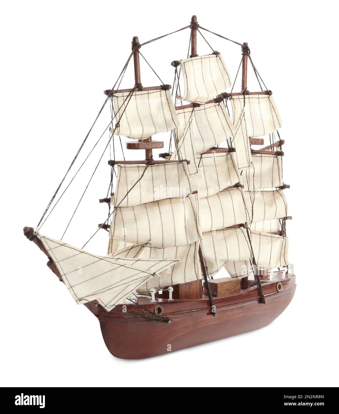 Beautiful small ship model isolated on white Stock Photo - Alamy