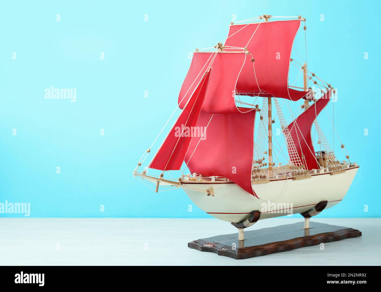 Model wooden ship on table hi-res stock photography and images - Alamy