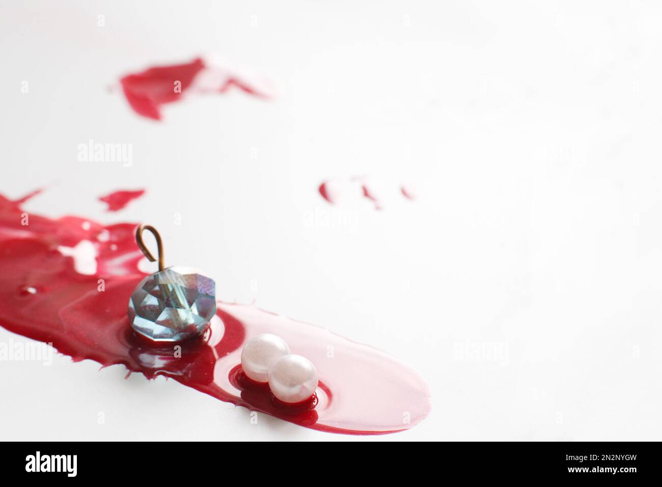 Murder, blood drop on white background. Modern art Stock Photo - Alamy