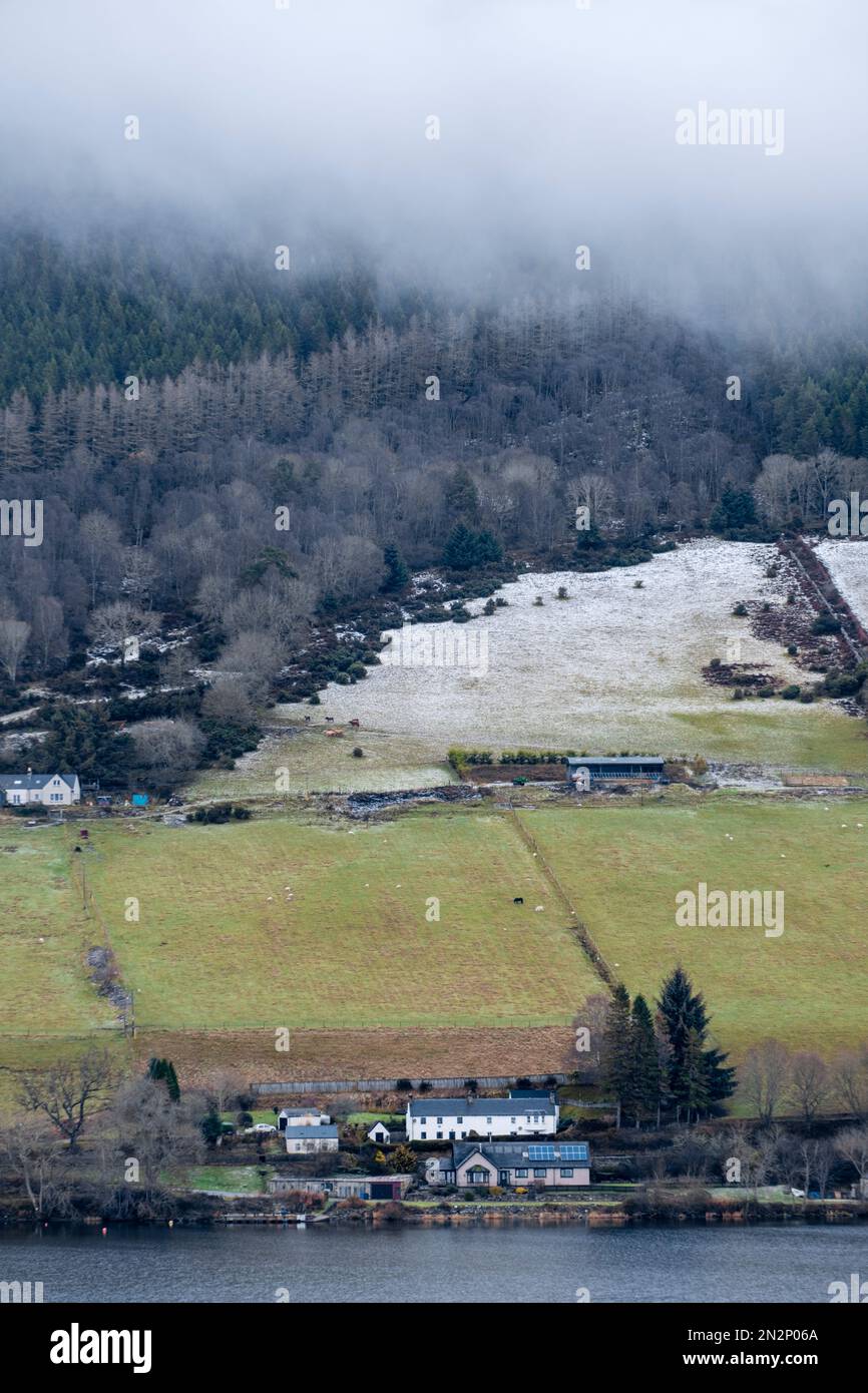 UK, Scotland. Winter landscape in the Scottish Highlands, mountains ...