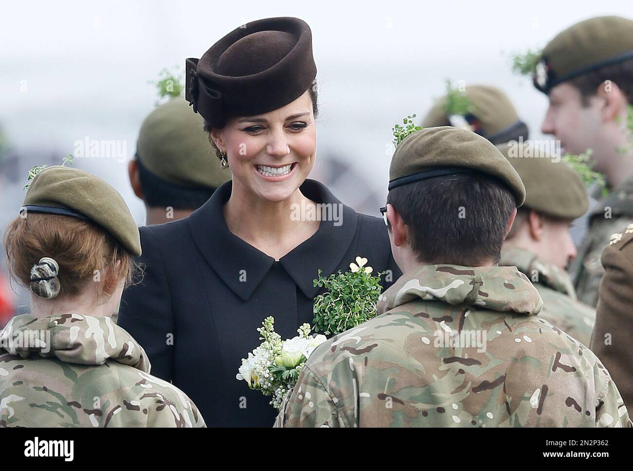 Britain's Kate, the Duchess of Cambridge meets cadets during a visit to ...