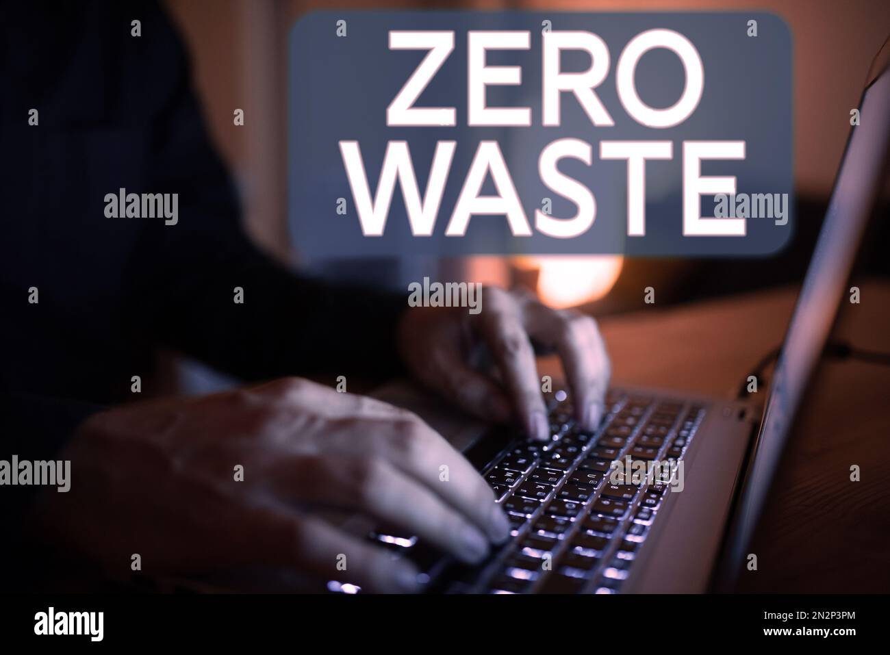 Text sign showing Zero Waste. Business concept industrial responsibility includes composting ...