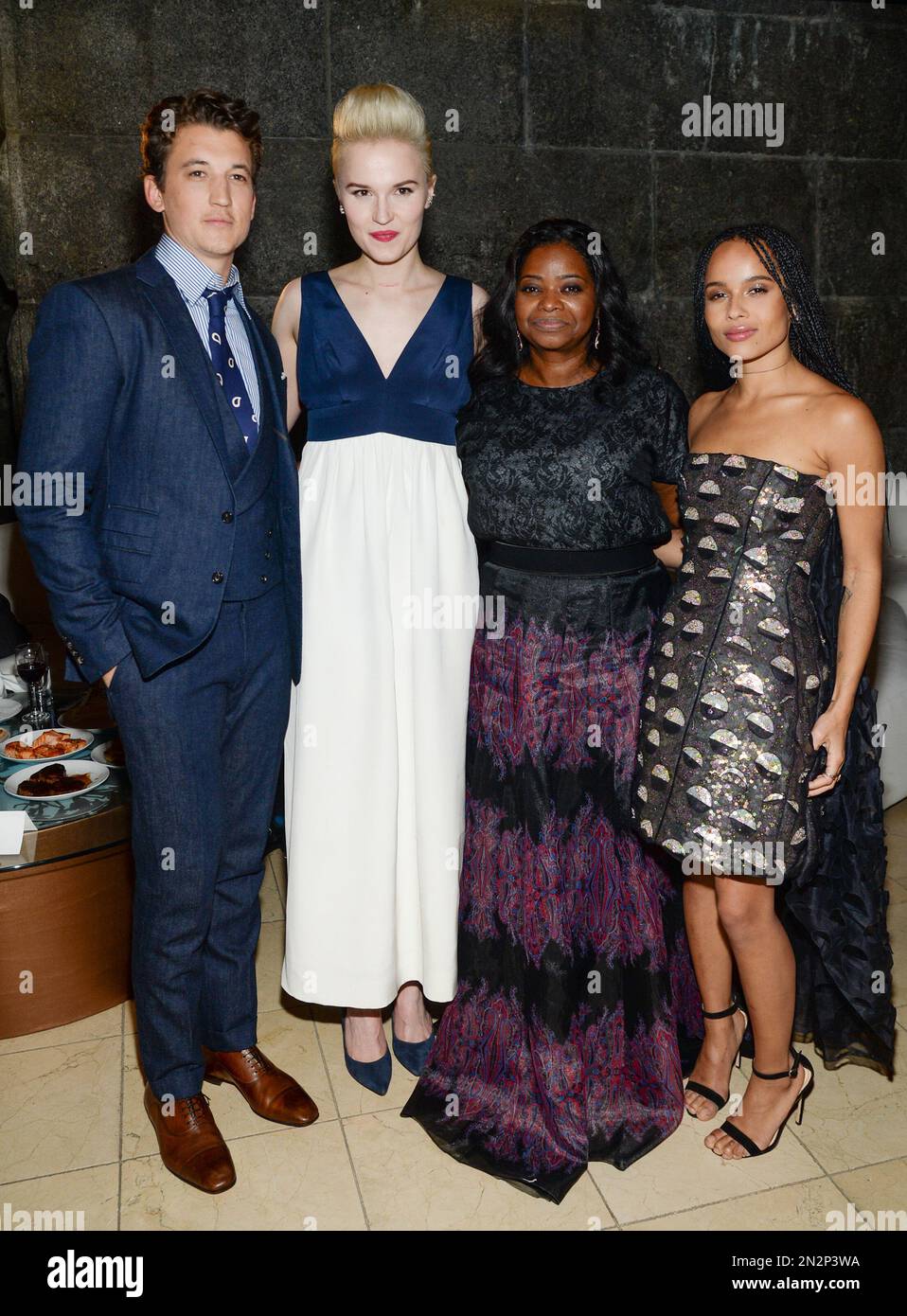 Actor Miles Teller, left, author Veronica Roth, actress Octavia Spencer ...