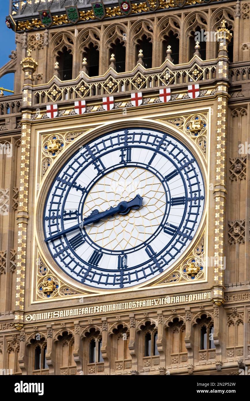 Close up of the Big Ben clocktower & newly refurbished clock face ...