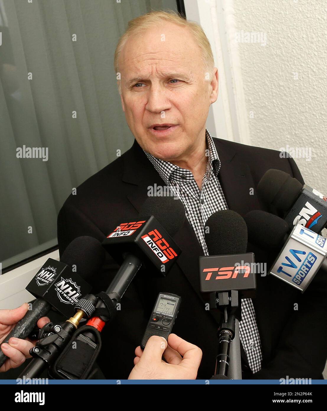NHL executive Colin Campbell talks to reporters after the first day of ...