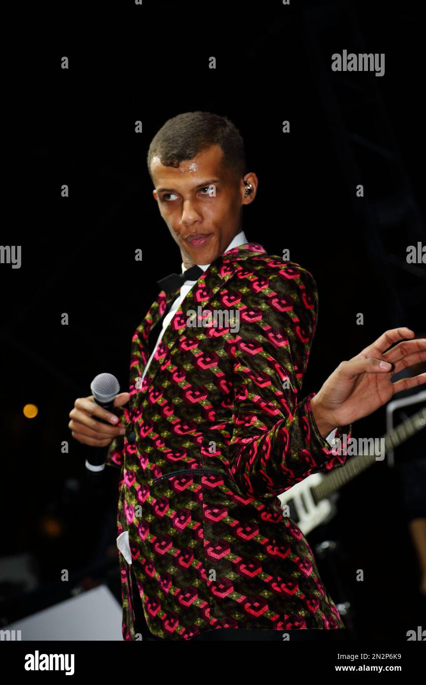 Stromae performs at the Spotify House on Sunday, March 15, 2015, in ...