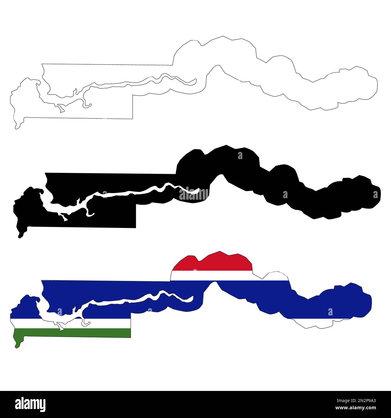 Gambia flag map. Outline map of Gambia sign. Gambia Map icon. flat ...
