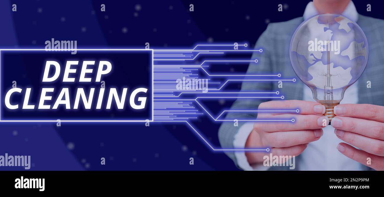 Text caption presenting Deep Cleaning. Concept meaning an act of ...