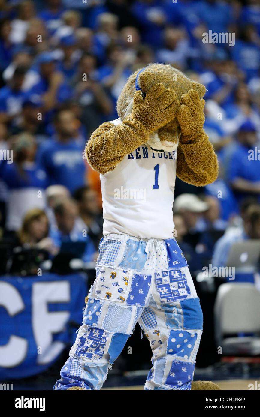 The Kentucky mascot performs during the first half of the NCAA college ...