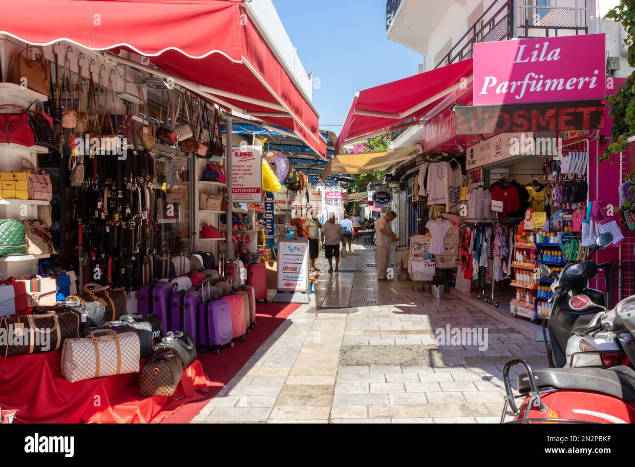 shopping street in tourist area of Bodrum Stock Photo - Alamy