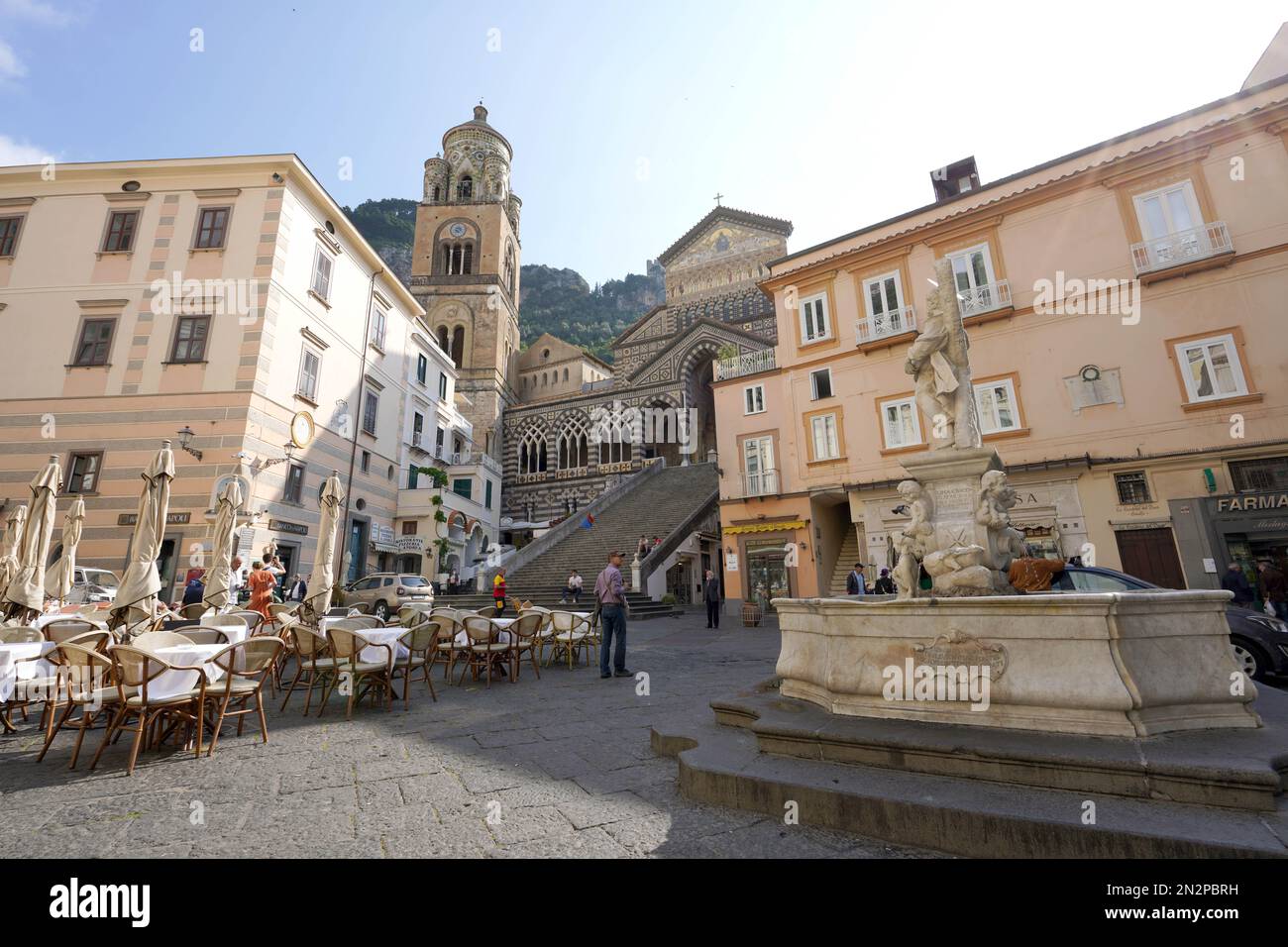 AMALFI, ITALY - MAY 3, 2022: Amalfi main square with Cathedral on ...