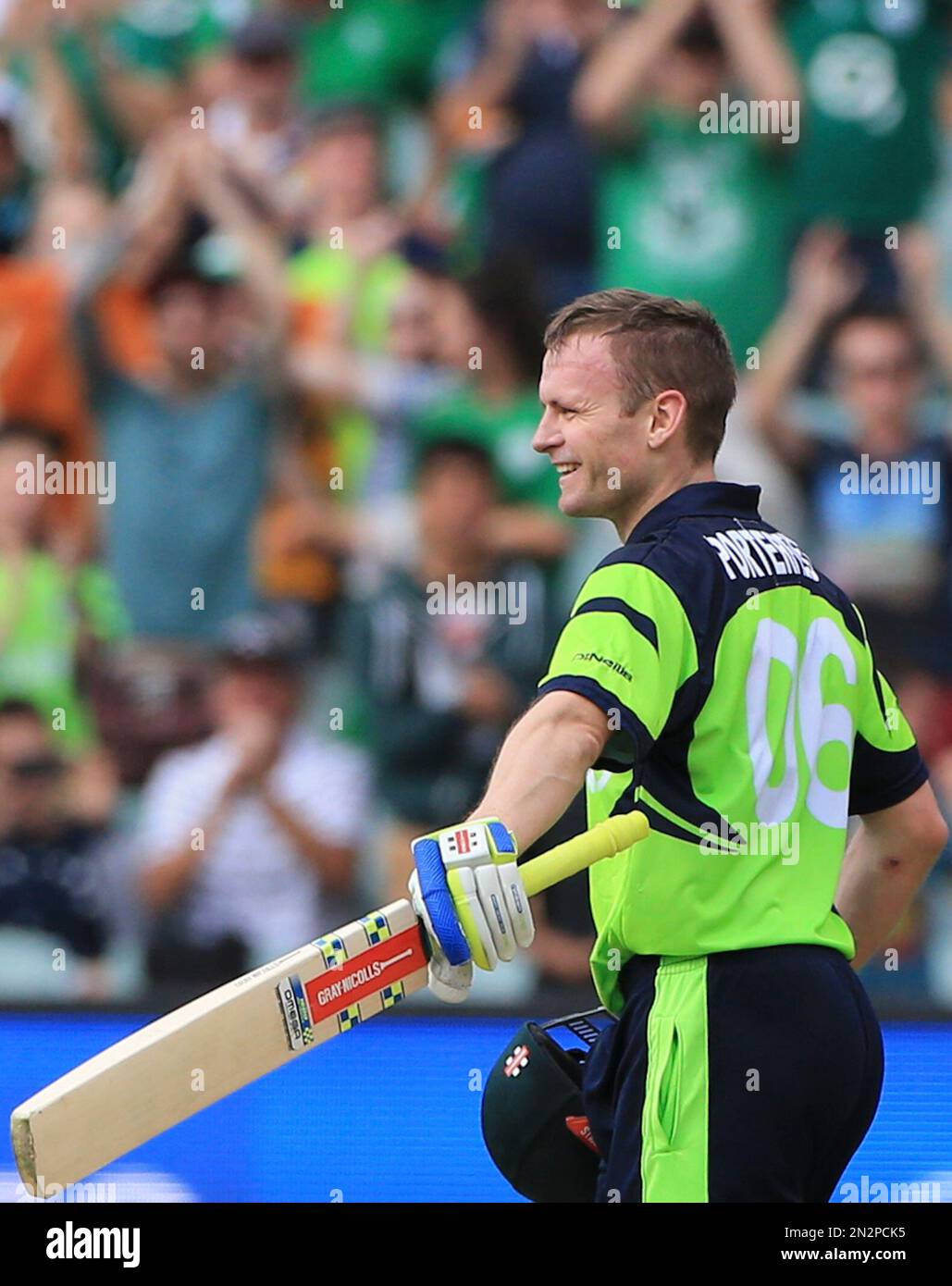 Ireland's captain William Porterfield, acknowledges his hundred runs ...