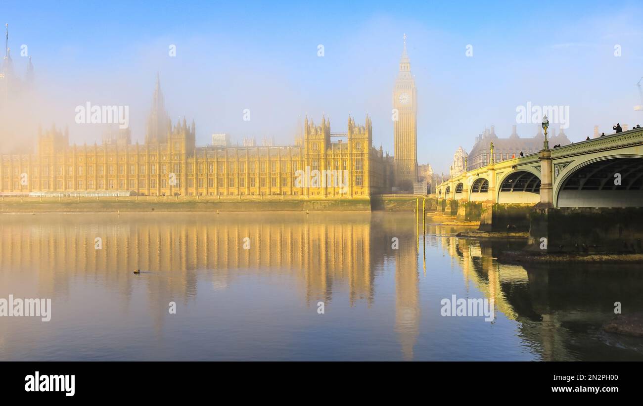 London, UK. 07th Feb, 2023. Big Ben and the Houses of Parliament can be ...