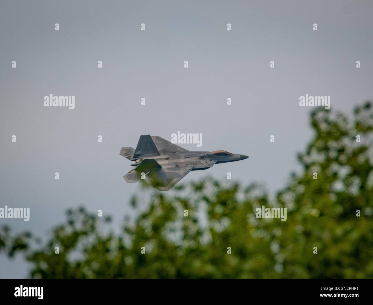 A closeup of Lockheed Martin F-22 Raptor at an air show in Slovakia ...