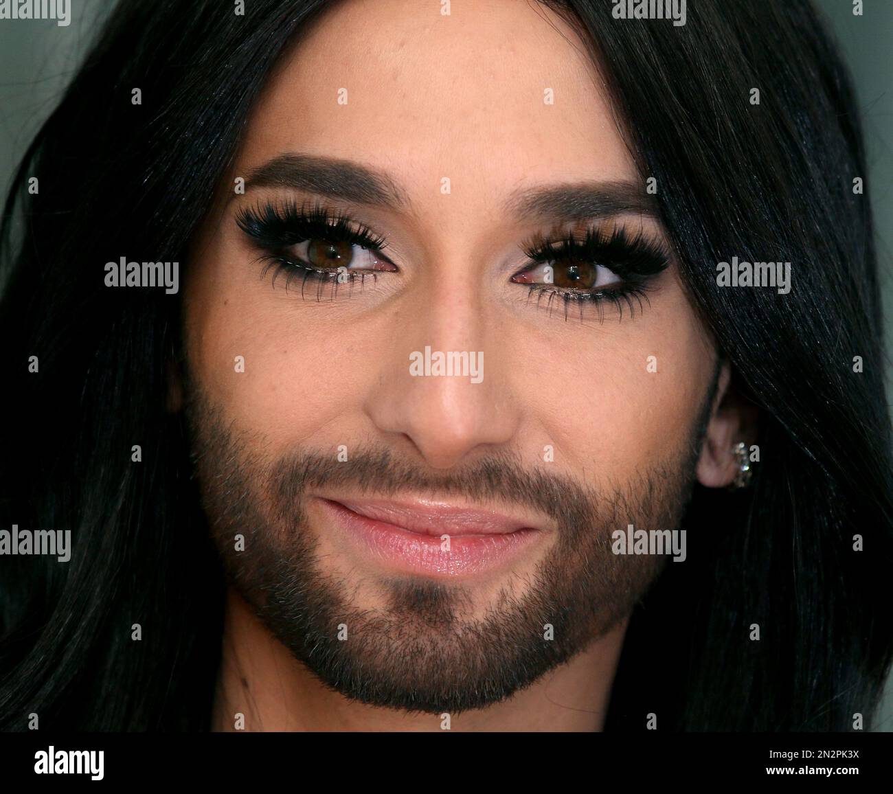 In this March 9, 2015 photo, Conchita Wurst, Austrian winner of the ...