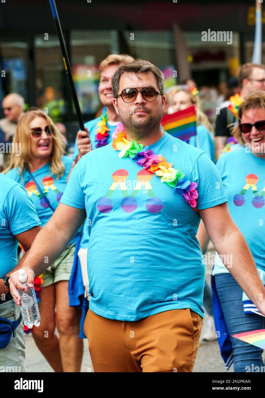A male from Swedish "Moderata" political party wearing a pride t-shirt ...