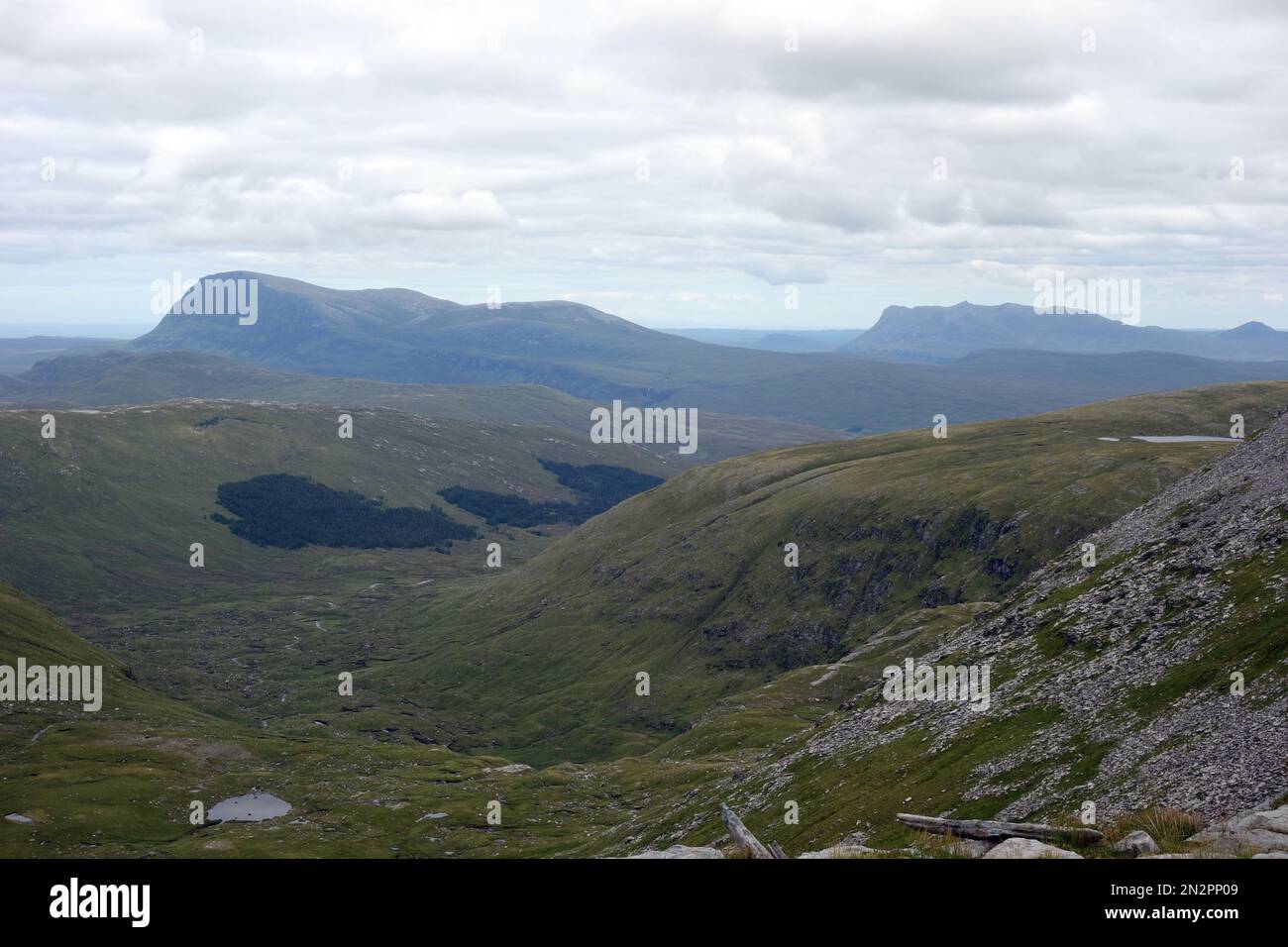 Ben Hope, Ben Loyal and the Allt Coire a' Phris Valley from near ...