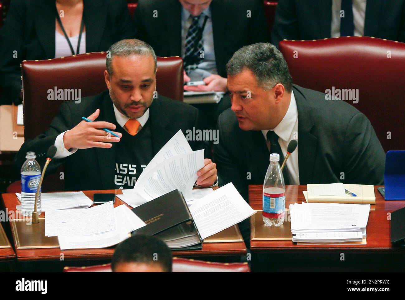 Sen. Jose Peralta, D-East Elmhurst, left, and Sen. Marc Panepinto, D ...