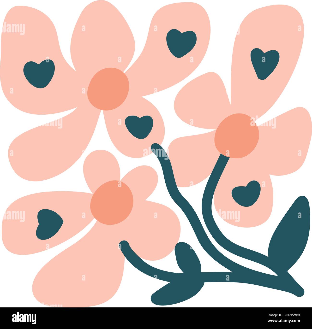 Groovy 70s hippie spring or summer flower print. Positive floral ethno ...